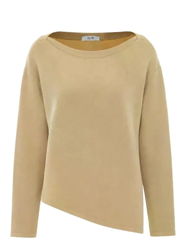 ELEH Asymmetric-hem Long-sleeve T-shirt - Neutrals