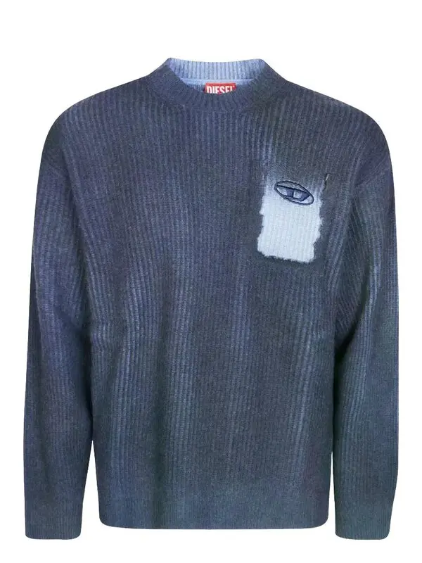 DIESEL® Wool-blend Jumper With Mock Pocket - Blue