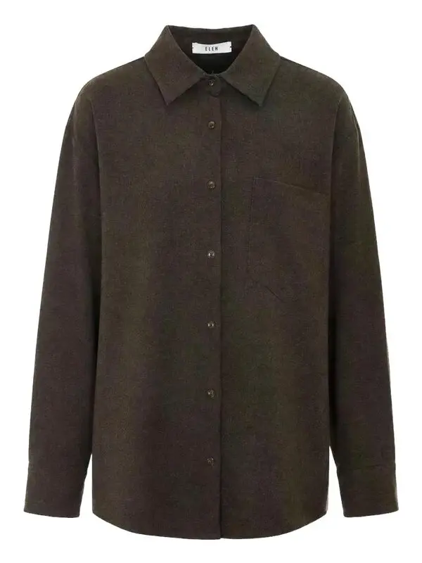 ELEH Chest-pocket Long-sleeve Shirt - Brown