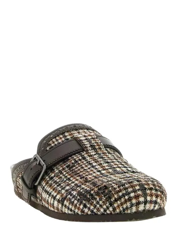 Brunello Cucinelli Dazzling Houndstooth-pattern Sequin-embellished Mules - Brown