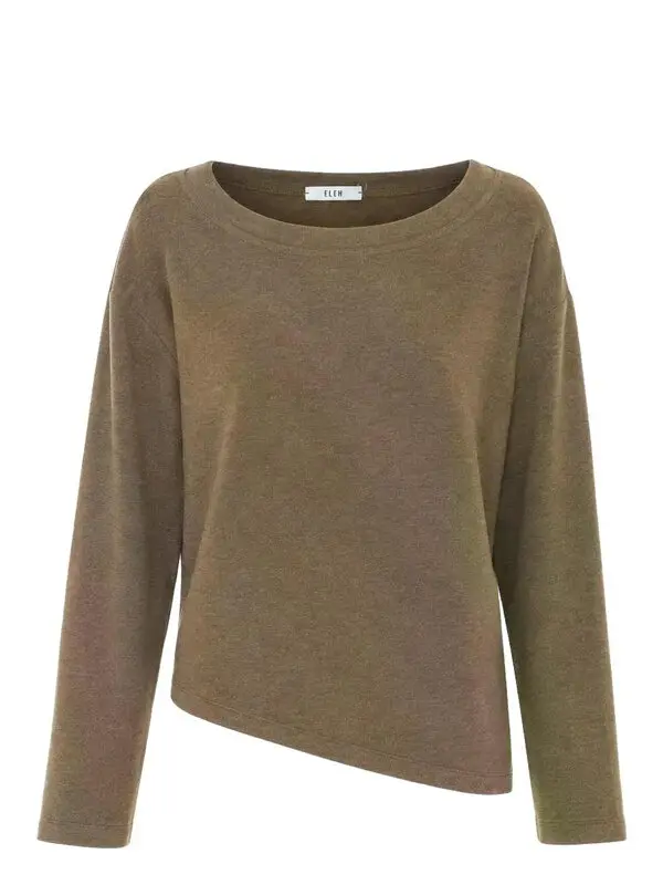 ELEH Asymmetric Long-sleeve T-shirt - Brown