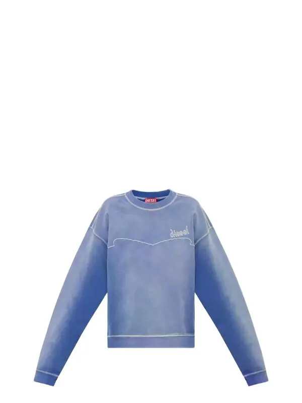 DIESEL® Cotton Sweatshirt With Logo Embroidery - Blue