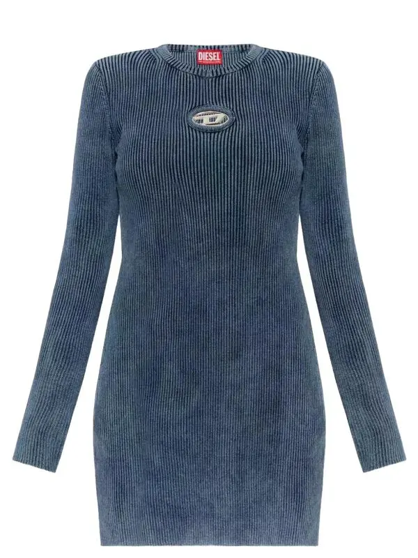 DIESEL® Ribbed-knit Long-sleeve Mini Dress - Blue