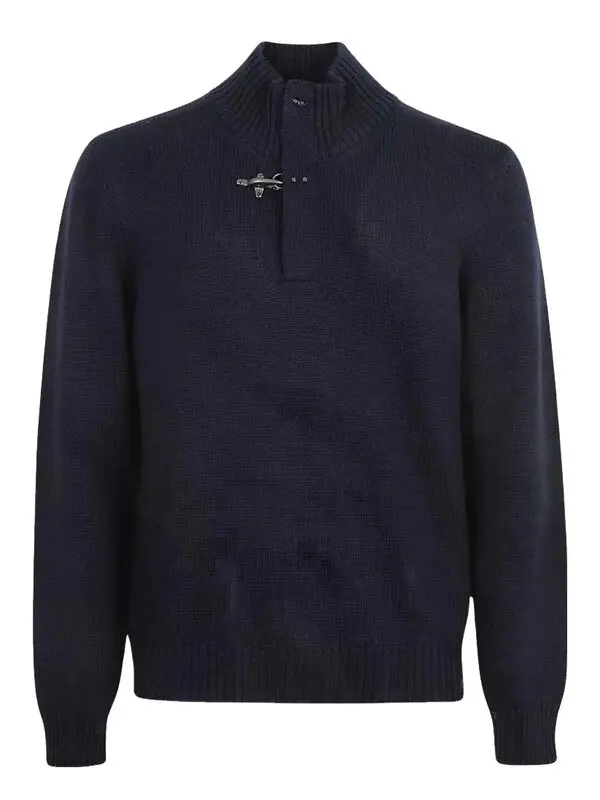 FAY Hook-fastening Elbow-patch Sweater - Blue