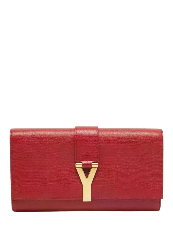 Saint Laurent Textured Leather Y-ligne Clutch Bag - Red