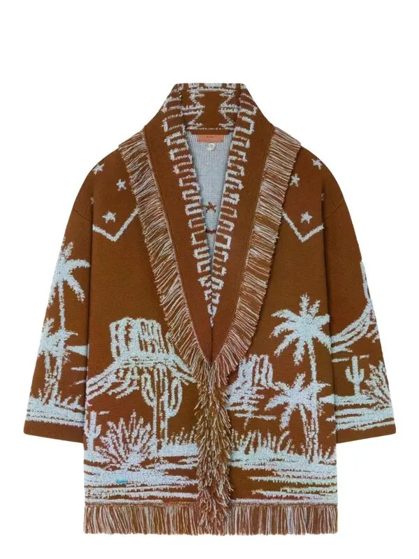 Alanui Canyon Spirit Jacquard-knit Cardigan - Brown