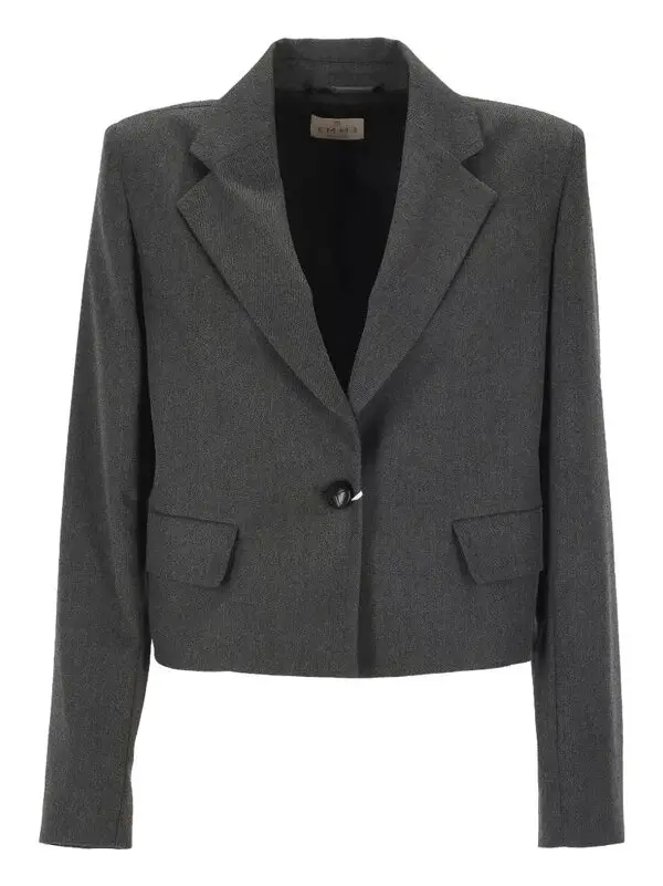 Marella Single-breasted Crop Blazer - Grey