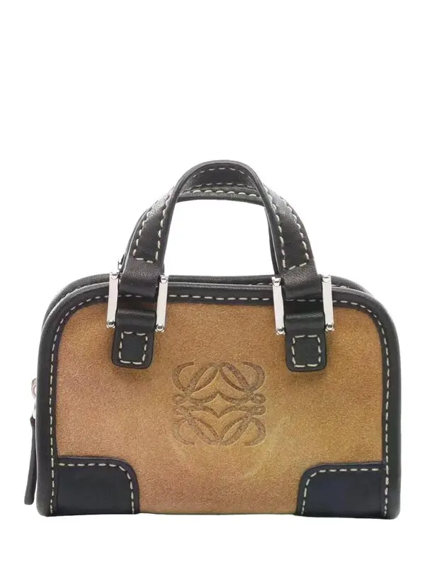 Loewe 2010-2026 Micro Mini Suede Amazona Handbag - Neutrals