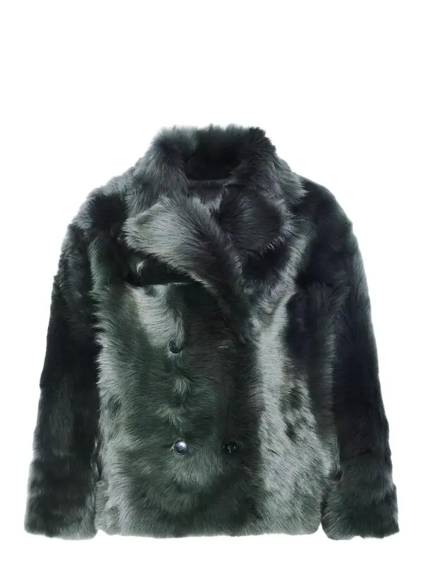YVES SALOMON Toscana Shearling Double-breasted Jacket - Green