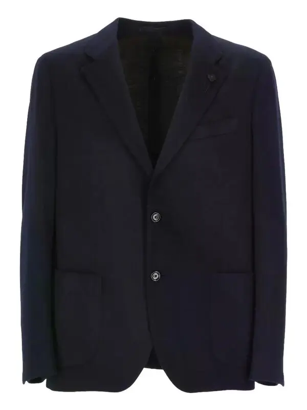 LARDINI Flower-patch Single-breasted Blazer - Blue