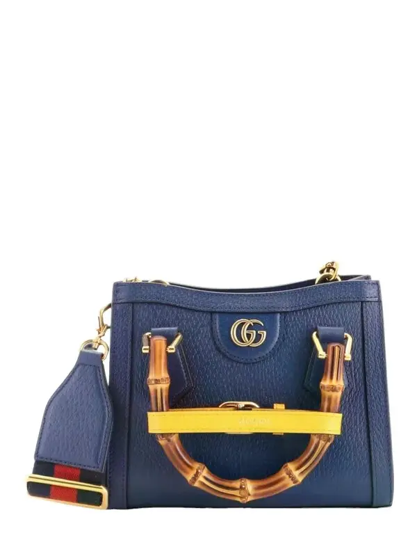 Gucci Diana Nm Bamboo Handle Tote Leather Mini Crossbody Bag - Blue