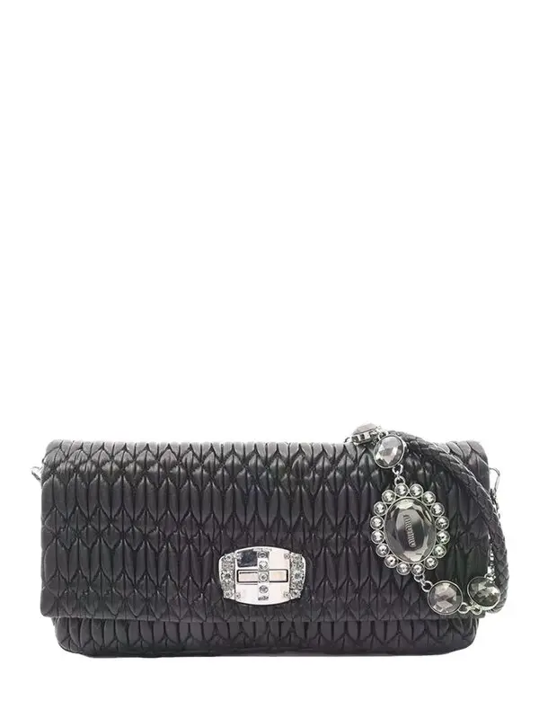 Miu Miu Matelasse Nappa Crystal Chain Satchel - Black