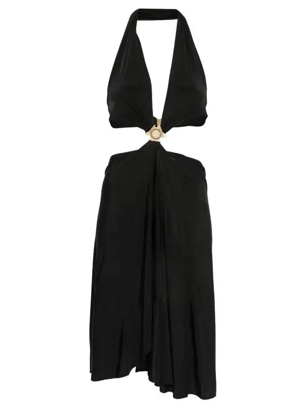 Balmain Cut-out Halterneck Midi Dress - Black