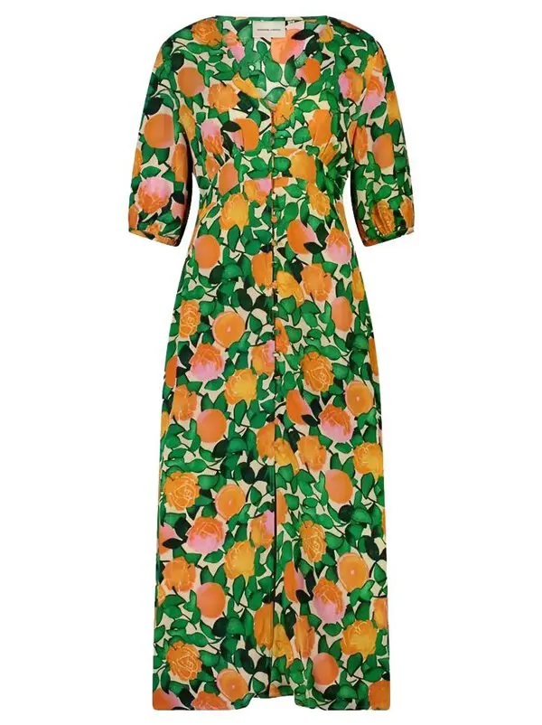 FABIENNE CHAPOT Ana Fruit-print Midi Dress - Green