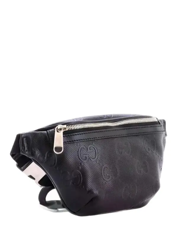 Gucci Gg Embossed Perforated Leather Small Belt Bag - Black