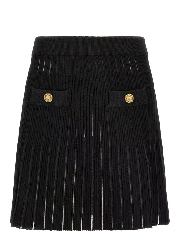 Balmain Pleated Mini Skirt - Black
