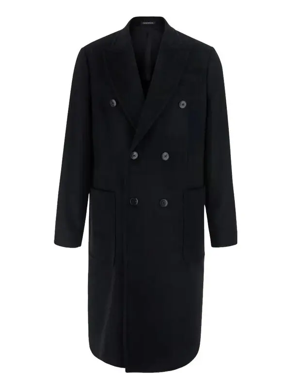 Emporio Armani Double-breasted Peak-lapels Coat - Black
