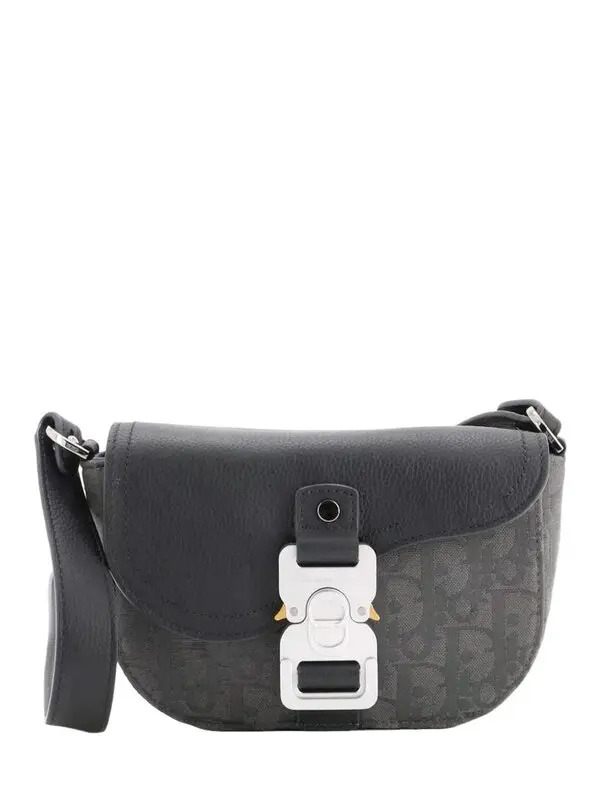 Dior Oblique Canvas And Leather Mini Cross Body Bag - Grey
