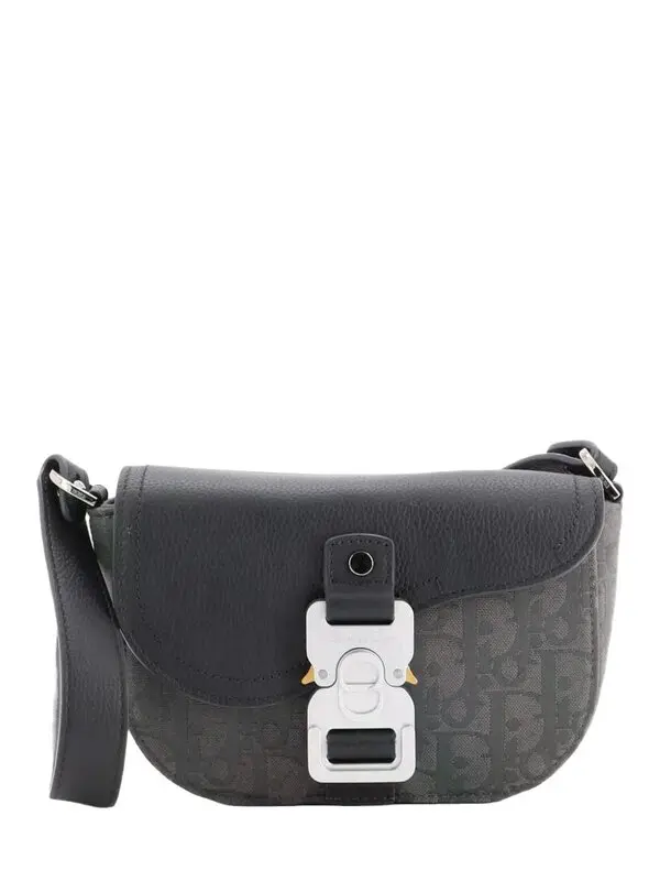 Dior Oblique Canvas And Leather Mini Cross Body Bag - Grey