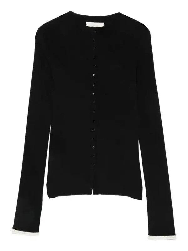 ELEH Ribbed-knit Button-up Sweater - Black
