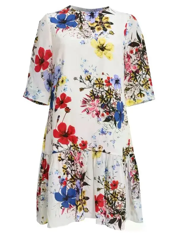 Erdem Emmie Floral-print Mini Dress - Neutrals