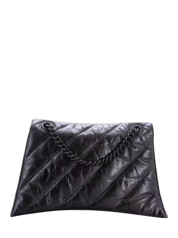 Balenciaga Crush Chain Flap Bag Quilted Crushed Calfskin Medium Shoulder Bag - Black