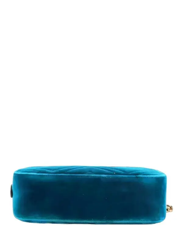 Gucci Gg Marmont Shoulder Bag Matelasse Velvet Small Crossbody Bag - Blue