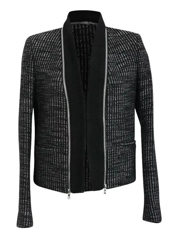 Sandro Tweed Zip-accent Blazer - Black