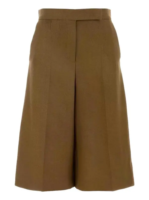 Max Mara Slub Wool Canvas Bermuda Shorts - Brown