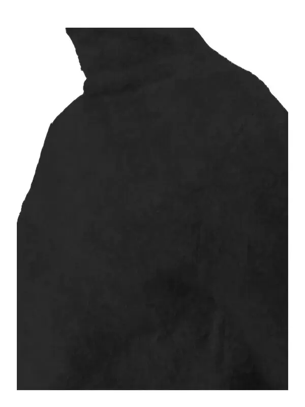 Soft Goat Cashmere Bouclé Short-sleeve Roll-neck Sweater - Black