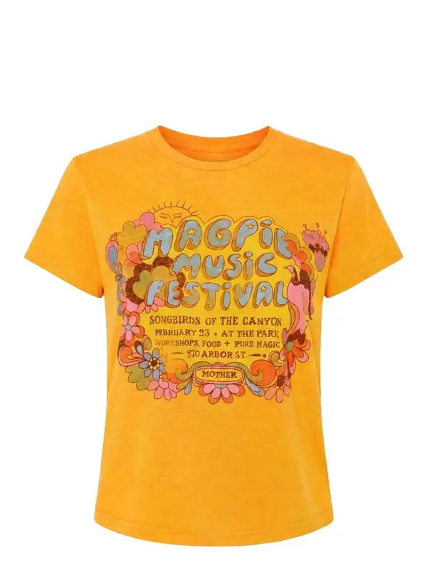 MOTHER Graphic-print Slub-texture T-shirt - Orange