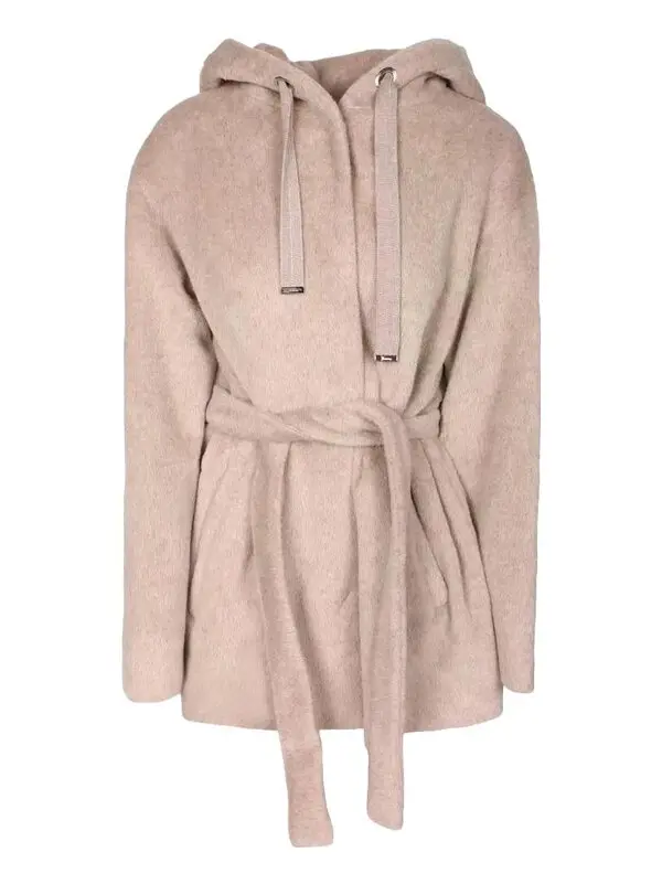 Herno Hooded Belted Coat - Neutrals