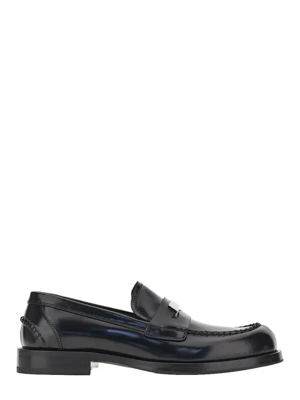Dolce & Gabbana Logo Plate Leather Loafers - Black