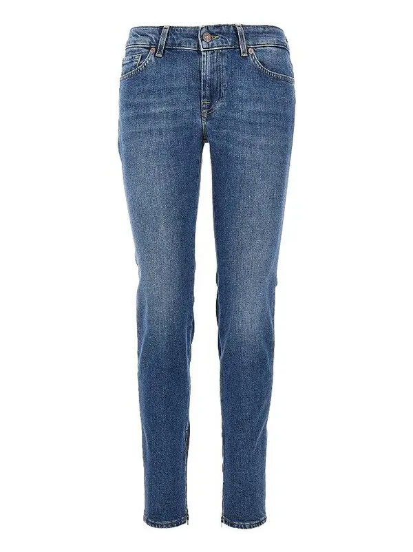 7 For All Mankind Stretch Cotton Denim Skinny Fit Jeans - Blue