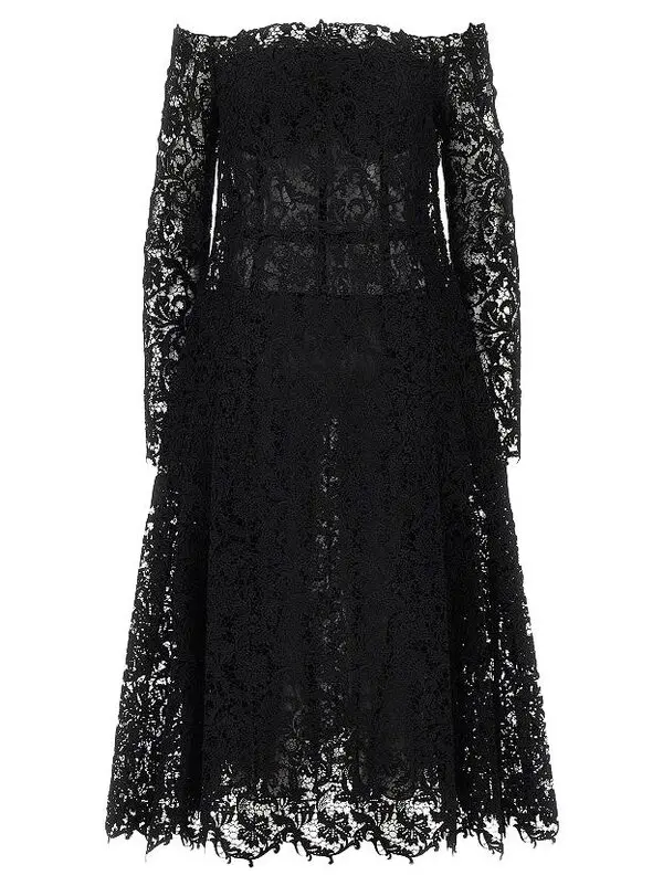 Fendi Macramè Lace Midi Dress - Black