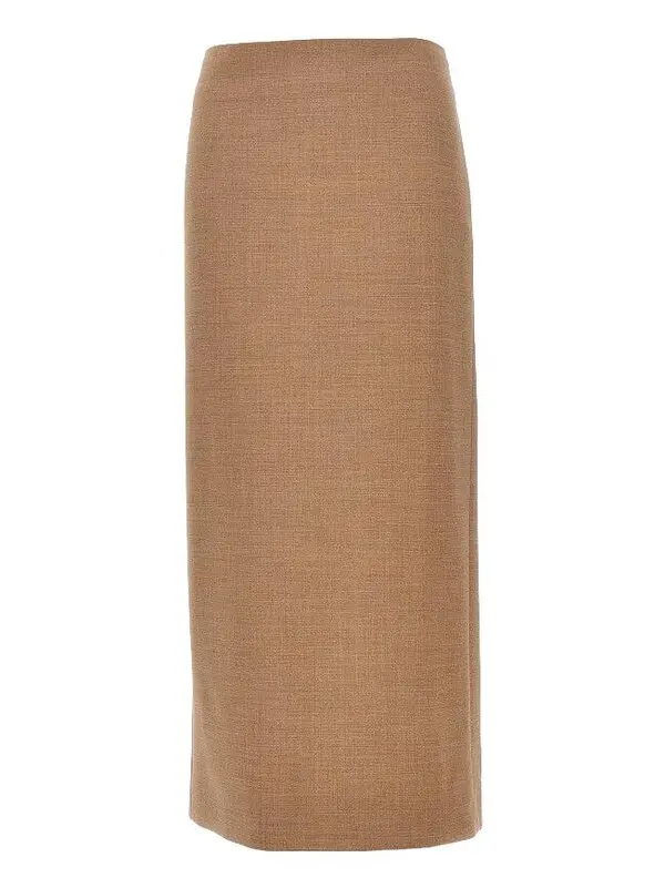 ARMARIUM Jackie Stretch Wool Midi Skirt - Beige
