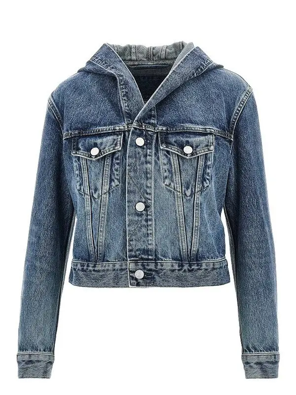 Alaïa Hooded Denim Jacket - Blue