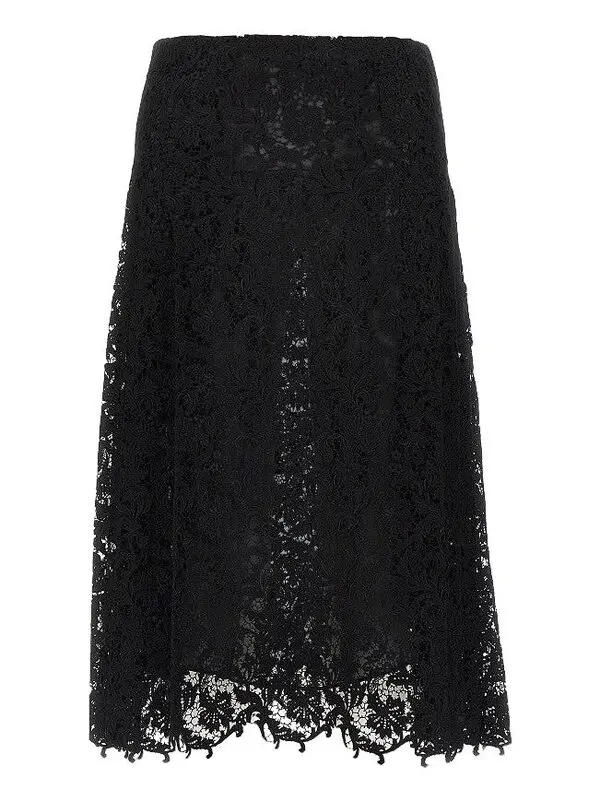 Fendi Macramè Lace Midi Skirt - Black