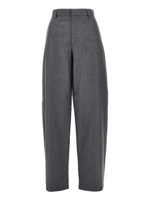 ARMARIUM Siro Virgin Wool Flannel Banana Leg Trousers - Grey