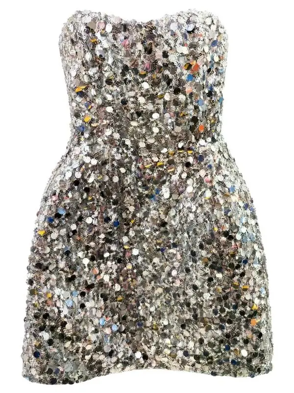BRONX AND BRONCO Sequin-embellished Strapless Mini Dress - Silver