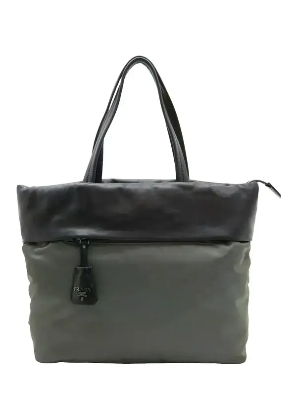Prada Tessuto And Nappa Reversible Satchel - Grey