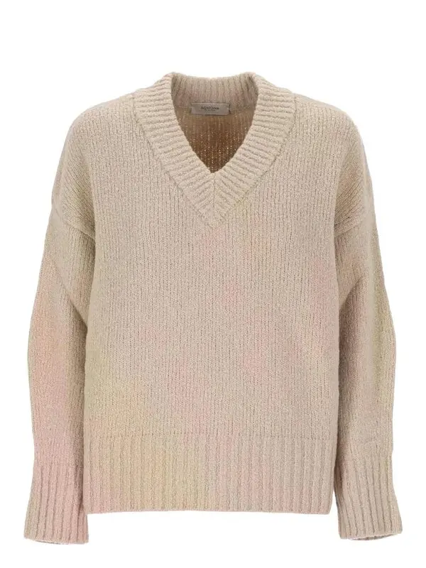Agnona V-neck Chunky-knit Wool Sweater - Neutrals