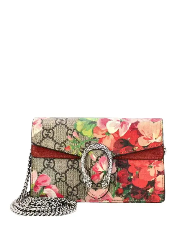 Gucci Dionysus Blooms Print Gg Coated Canvas Super Mini Cross Body Bag - Brown