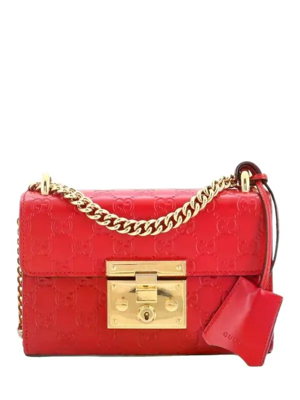 Gucci Padlock Ssima Leather Small Crossbody Bag - Red