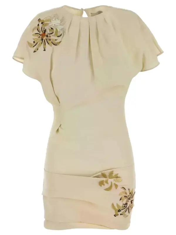 Isabel Marant Étoile Sakia Embroidered Crepe Mini Dress - Neutrals