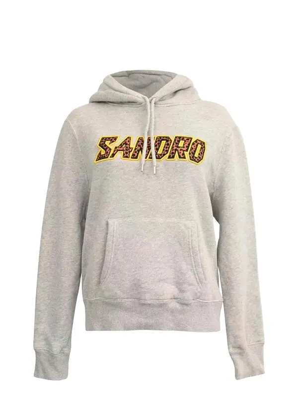 Sandro Logo-patch Drawstring Hoodie - Grey