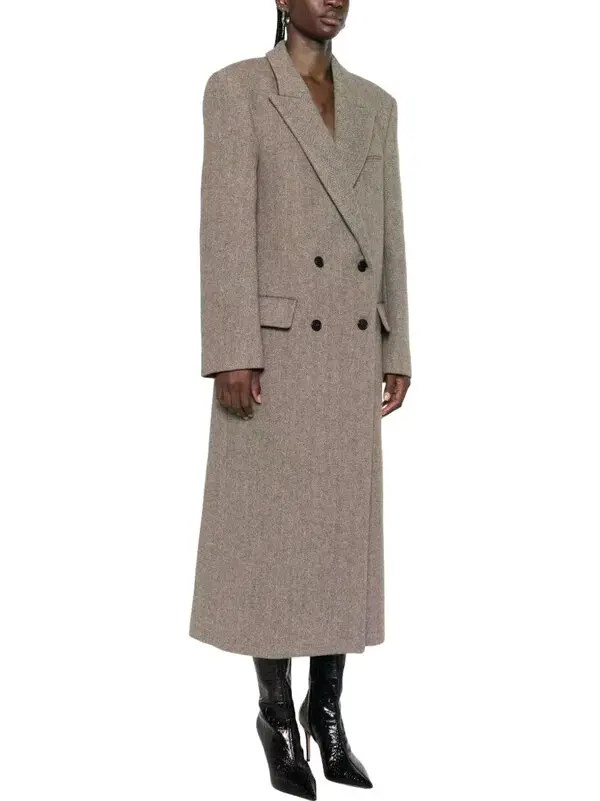 Source Unknown Reyna Double-breasted Coat - Brown
