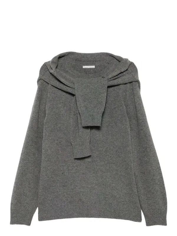 Source Unknown Shawl-detail Knitted Sweater - Grey