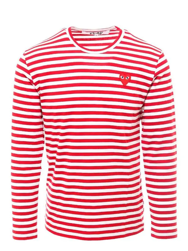 Play Comme Des Garcon Comme Des Garçons Play Striped Long-sleeved T-shirt - Red