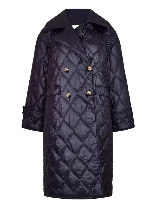 GANNI Quilted Coat - Black